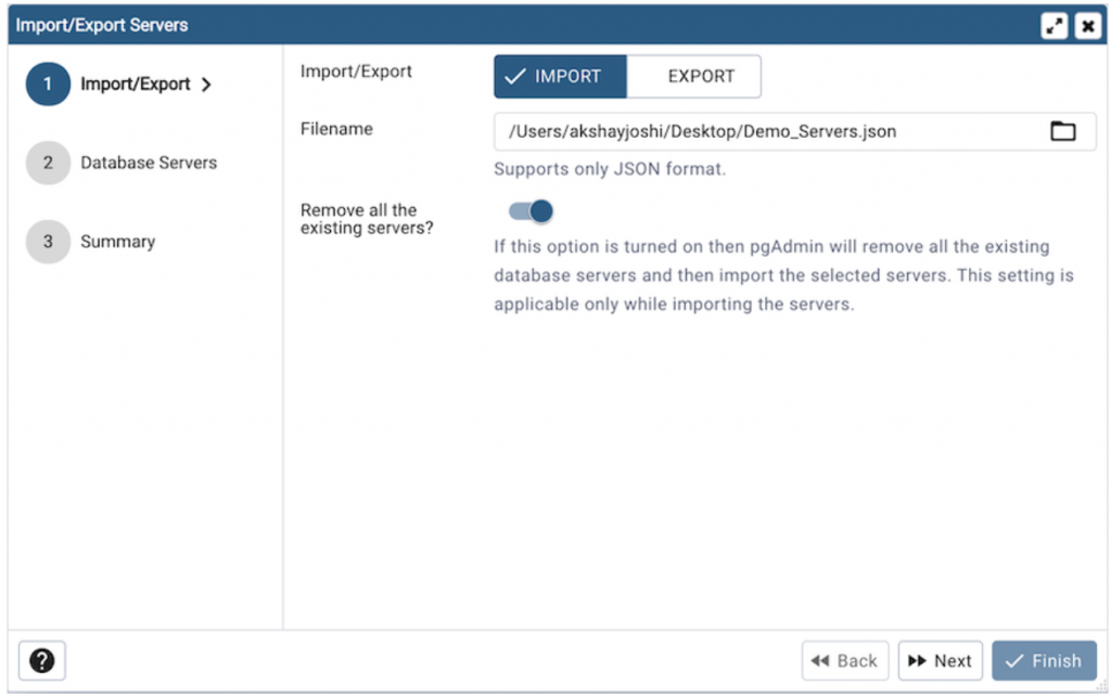 Import Export Servers in pgAdmin 4 | EDB